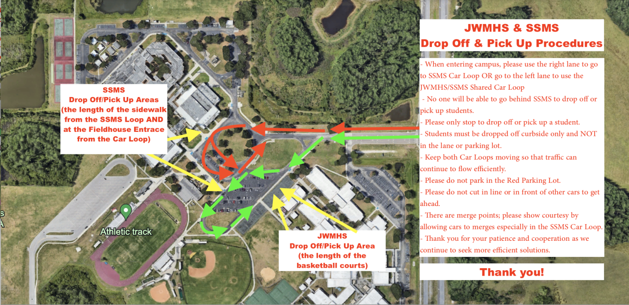 UPDATED JWMHS/SSMS Arrival and Dismissal Traffic Patterns | JWMHS